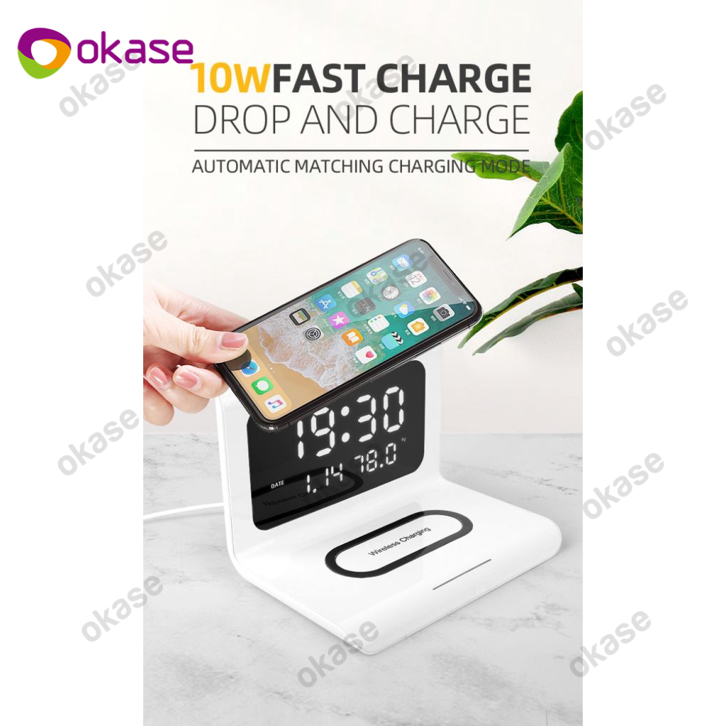*พร้อมส่ง* Alarm clock wireless charger, creative clock wireless fast ...