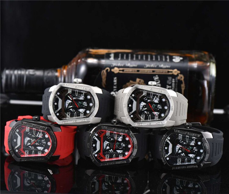 2020 New personality barrel shape men watch hollow multifunctional ...