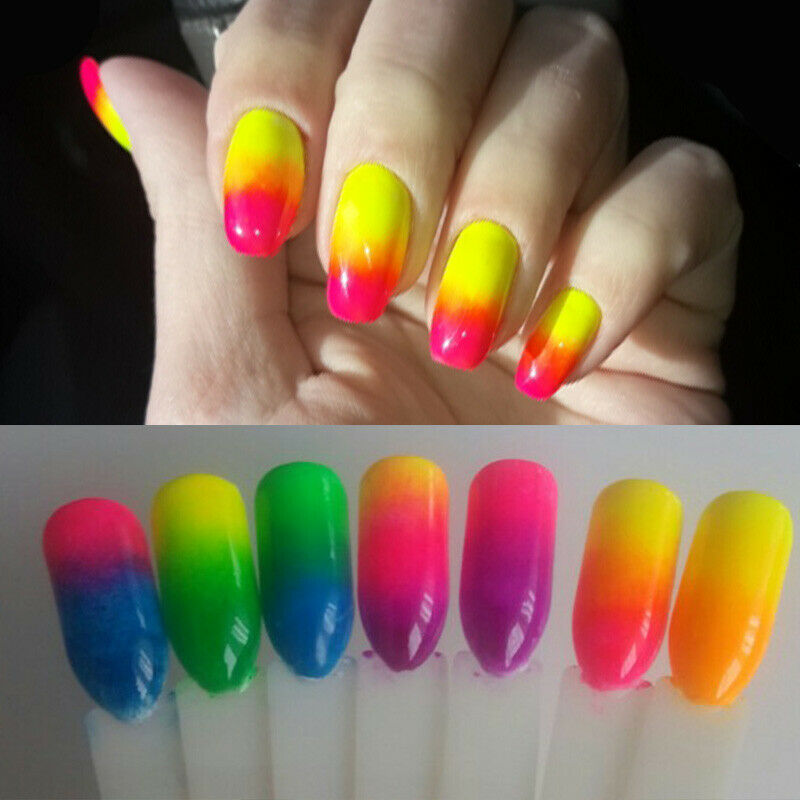 8 Colors/set Neon Pigment Powder Nail Glitter Fluorescence Nail Powder ...