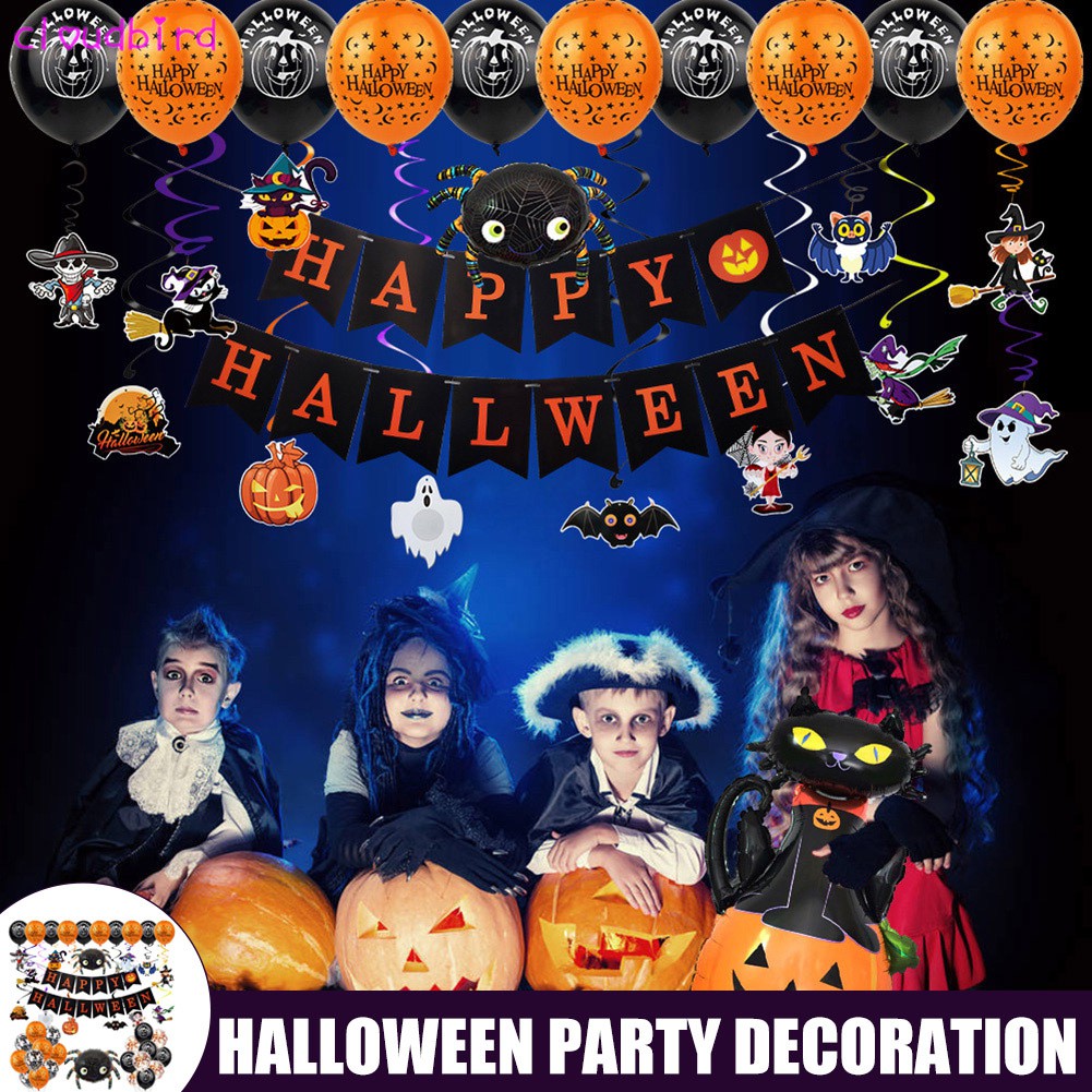 ★♈★ Halloween Party Decoration Set Happy Halloween Banners Balloons ...