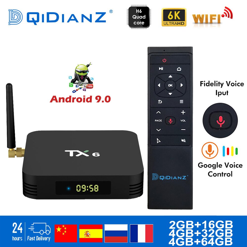 Tanix TX6 กล่องสมาร์ททีวี Android 9.0 Quad Core ARM Cortex-A53 USB3.0 ...