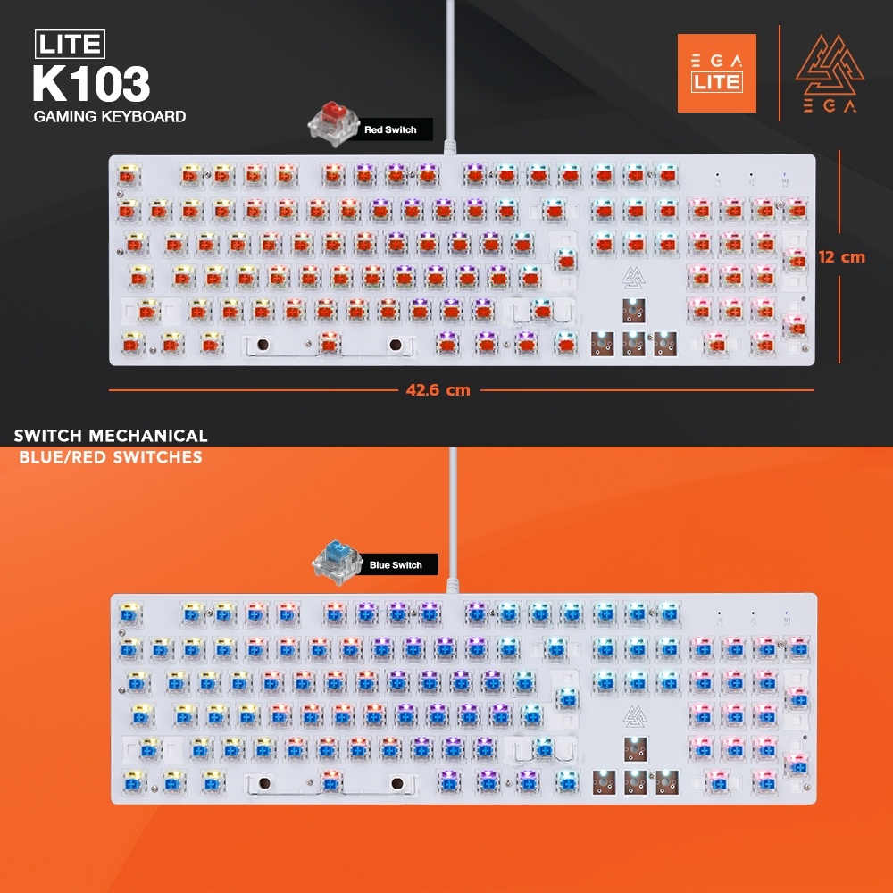 คีย์บอร์ดเกมมิ่ง Mechanical Keyboard EGA LITE K103 MINI RGB Hot Swapได้ ...
