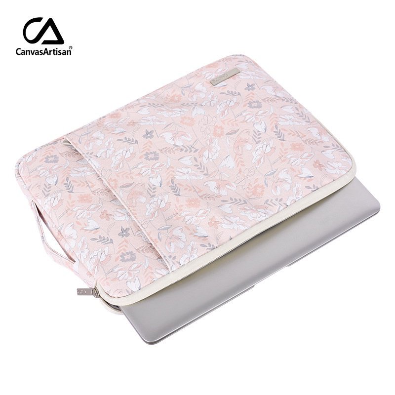 ♟﹍CanvasArtisan Portable Pink Floral Pattern Laptop Bag Waterproof ...