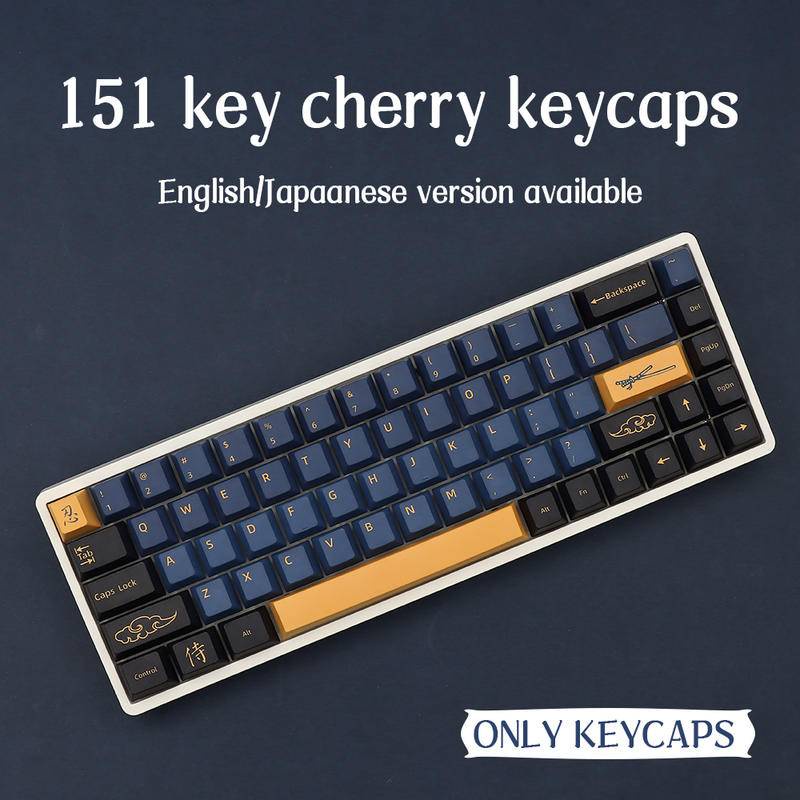 139/151 Keys Blue Samurai KeyCap Red Samurai English Japanese PBT ...