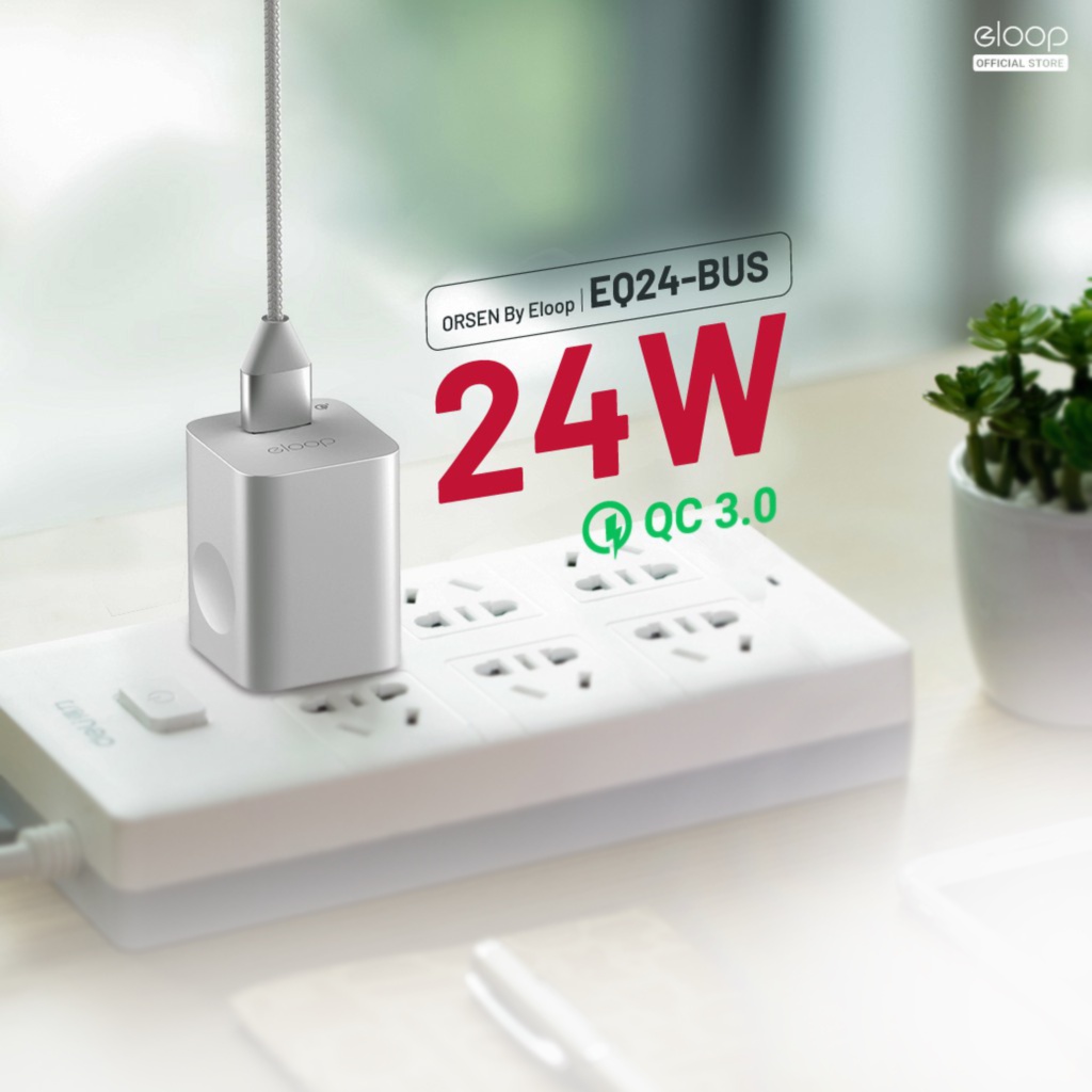 รับประกัน 1 ปี Eloop EQ-24BUS หัวชาร์จเร็ว QC3.0 24W USB Quick Charge Charger ที่ชาร์จแบตมือถือ ...