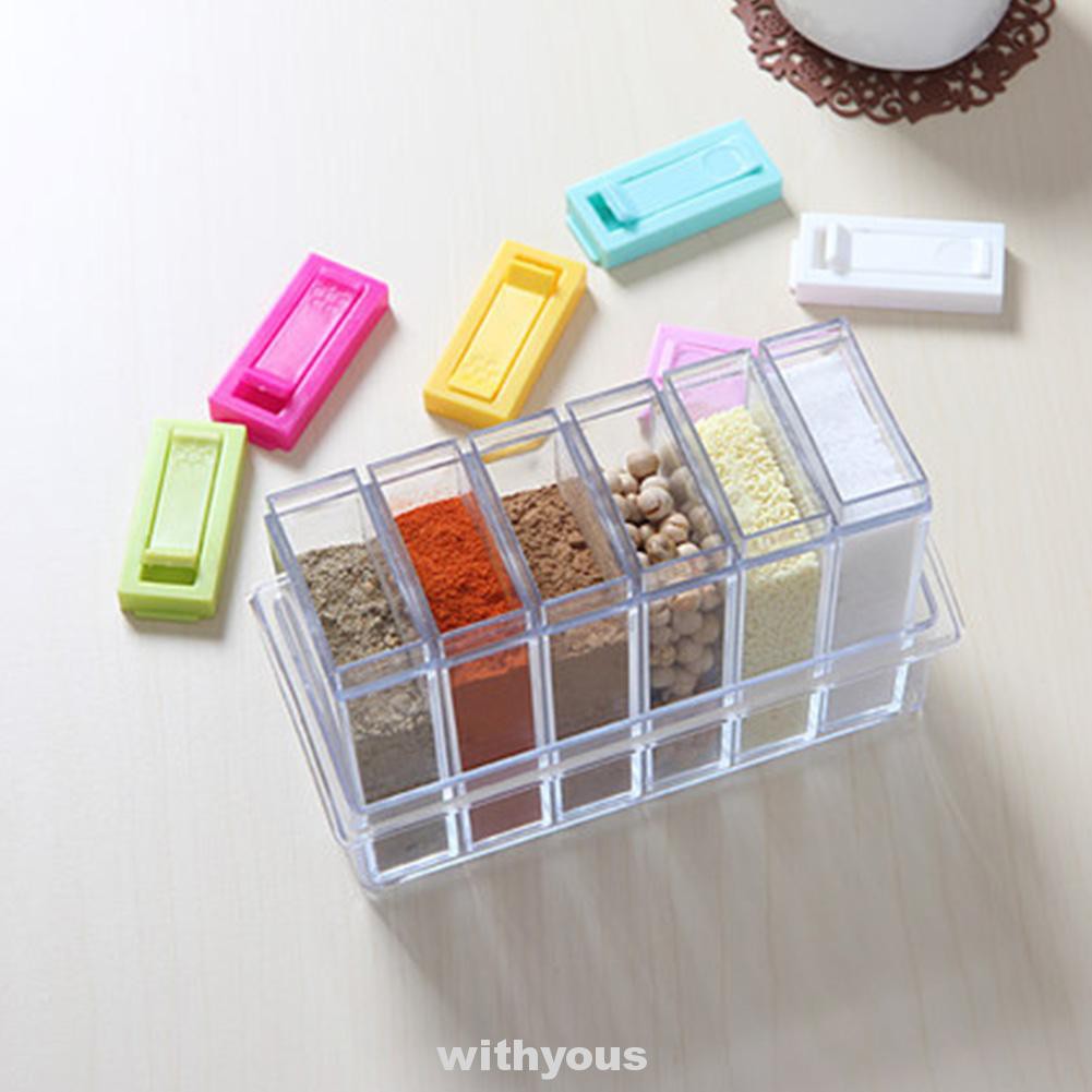 6pcs/set Seasoning Box Transparent Storage Jars Spice Bottle PP Salt ...