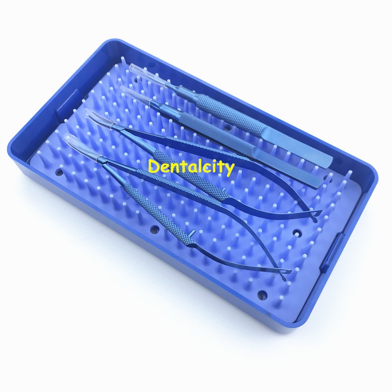 Ophthalmic Surgical 4pcs Titanium Instruments Set Forcep Needle Holder ...