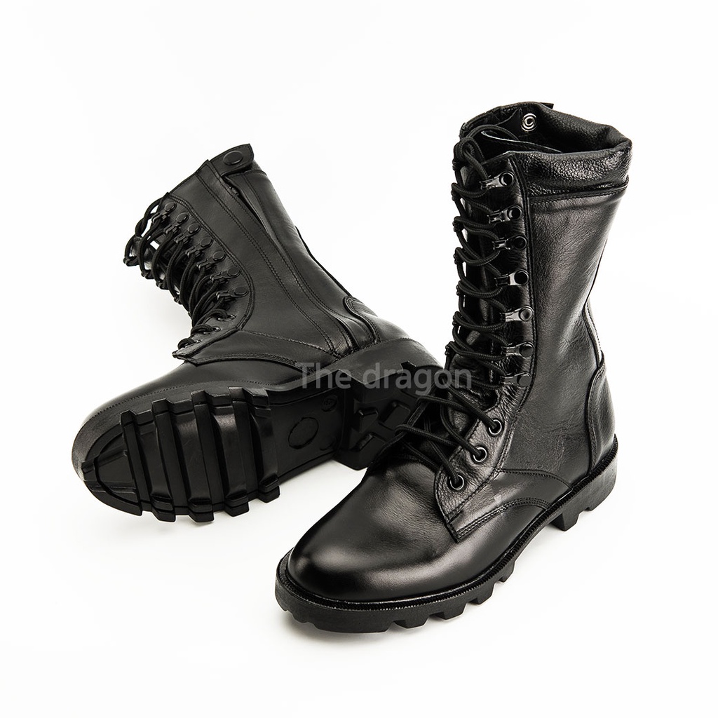 The dragon shoes รองเท้าคอมแบทหนังแท้ 10รูติดซิปข้าง สูงรวมส้น11นิ้ว ...