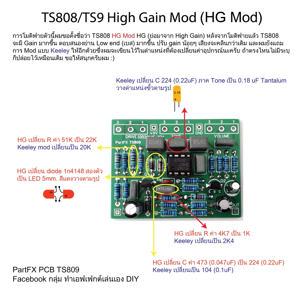 PCB วงจร TS808 TS9 (ไม่ลงอุปกรณ์) - teeramanud - ThaiPick