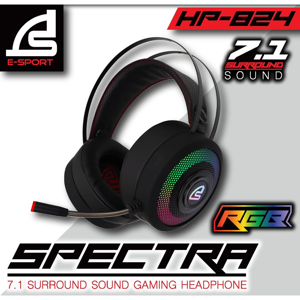 หูฟังเกมมิ่ง SIGNO E-Sport HP-824 Spectra ไฟ RGB ระบบเสียง 7.1 หูฟัง ...