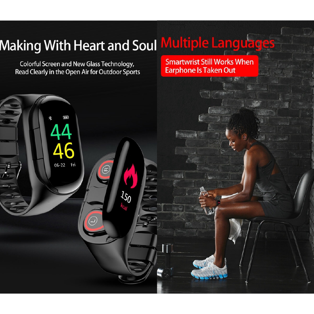 Xumu M1 AI Smart Watch Bluetooth Earphone Heart Rate Fitness Tracker ...