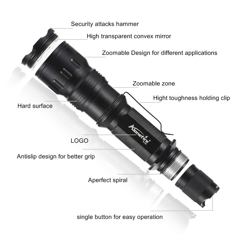 Alonefire TK104 cree L2 LED flashlight Zoomable outdoor waterproof ...