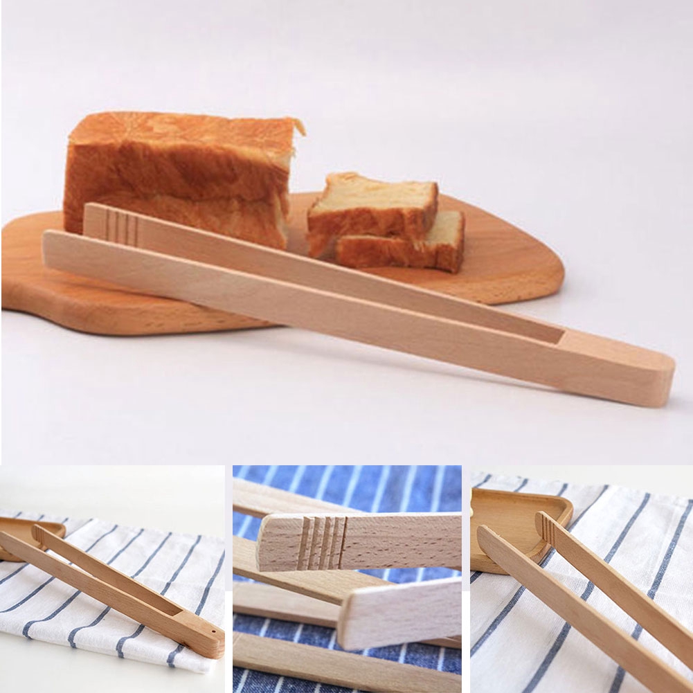 Wooden Food Clips Toast Tongs Toaster Bacon Clamp Sugar Ice Tea Tong ...