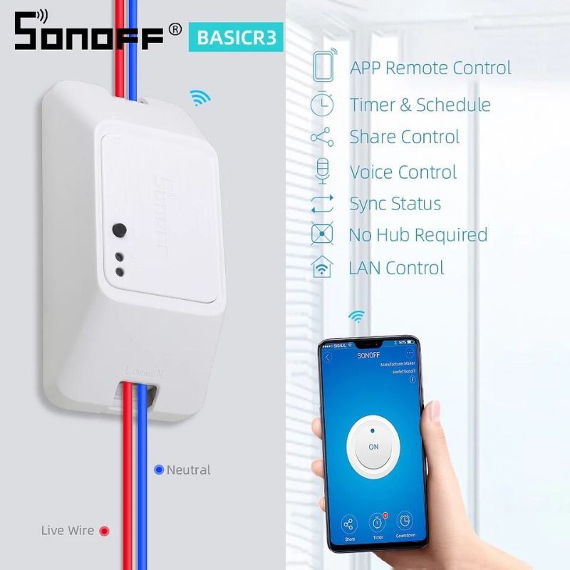 Sonoff Basic R3 WiFi Smart Switch สมาร์ทสวิทช์เปิด/ปิด เครื่องใช้ไฟฟ้า ...