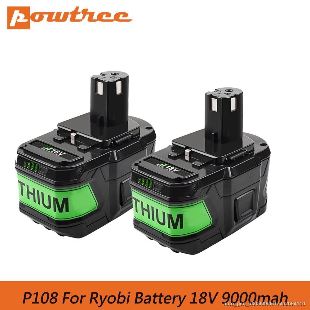 18V 9000mAh Li ion Rechargeable Battery for Ryobi P108 ONE Cordless ...