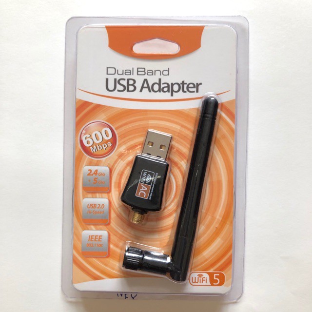 WIFI IEEE 802.11ac Dual Band USB Adapter 600Mbps (2.4GHz5GHz) มีเสา ...