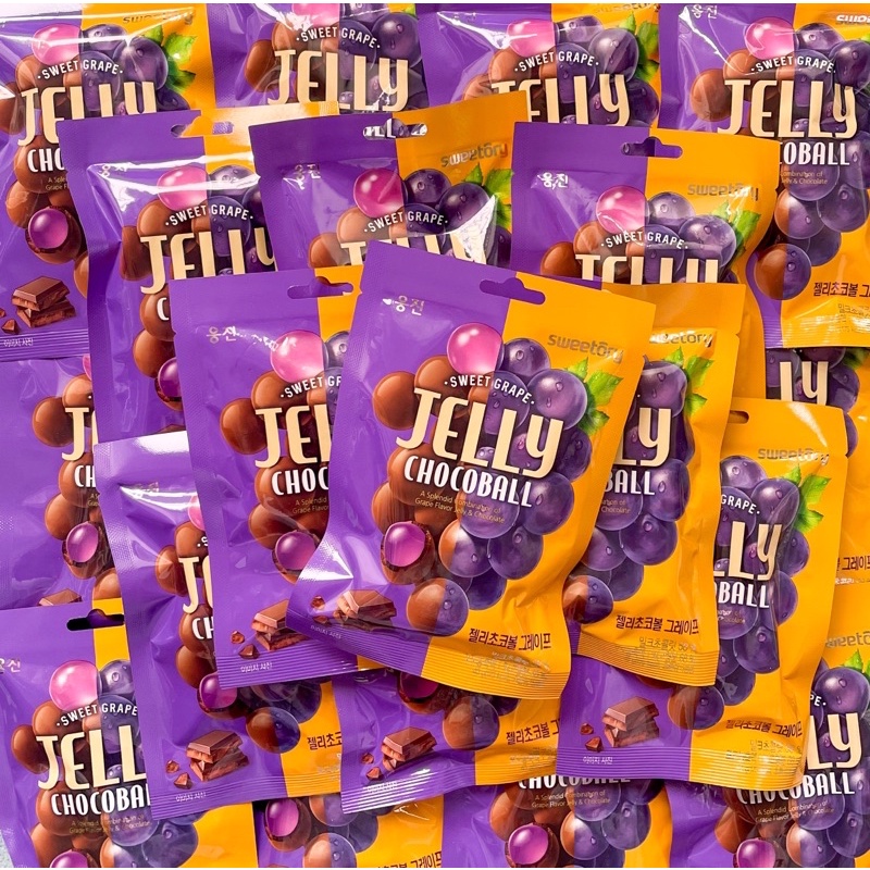พร้อมส่ง ขนมเกาหลี เยลลี่หนึบรสองุ่นเคลือบช็อกโกแลต Sweet Grape ...