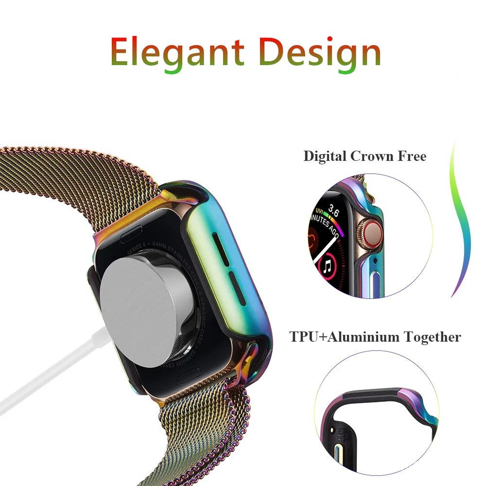 20212 in 1 Aluminum alloy Soft TPU Bumper Case for Apple watch SE ...