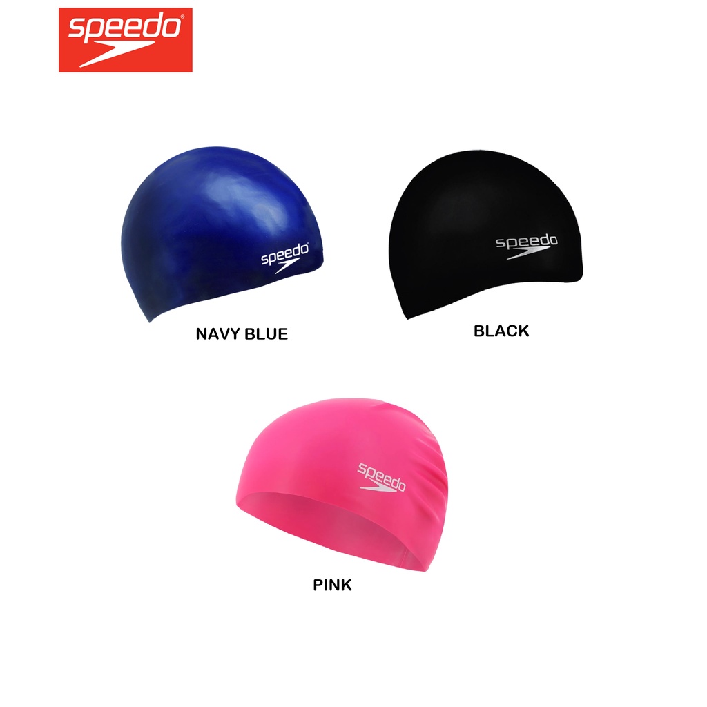 Speedo Long Hair Silicone Adult Swimming Cap (Available 3 Colors) 100% ...