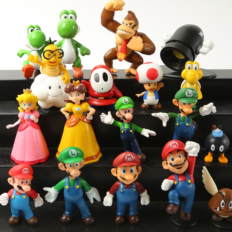 18/Pcs Super Mario Action Figures set Mario , Luigi, Donkey Kong, Yoshi ...
