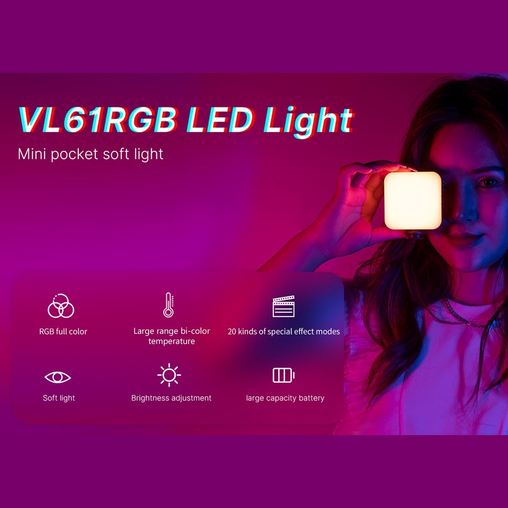 Ulanzi VL61 Full Color RGB LED Video Light Mini Photography Light 2500K ...