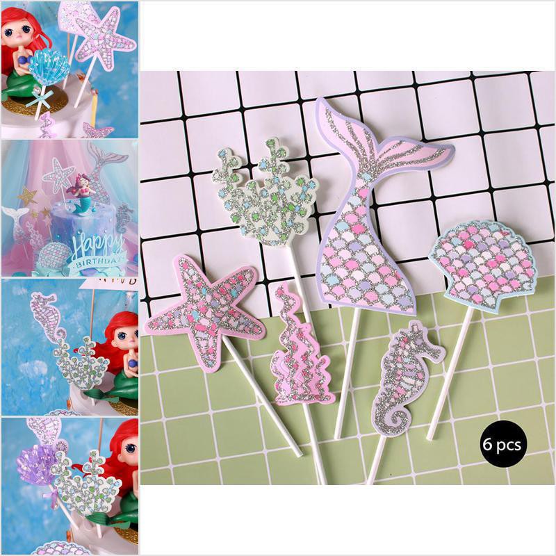 LHGC Biling Star Fishtail Shell Starfish Mermaid Cake Topper for ...