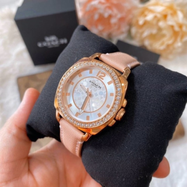 ️พร้อมส่ง COACH #14503151 MINI BOYFRIEND PINK LEATHER ROSE GOLD CASE ...