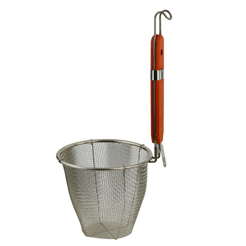 Wood Handle Stainless Steel Kitchen Dumplings Noodles Mesh Strainer 5.3 ...