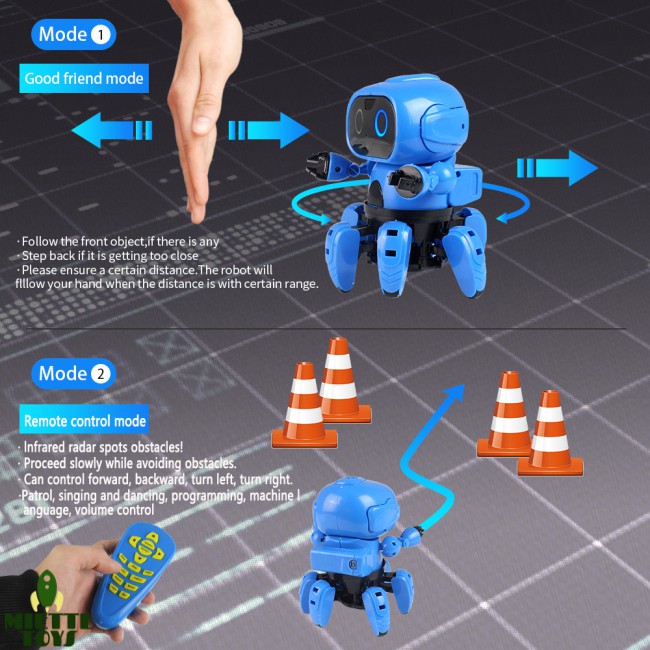 【mie】Smart Induction 6-Legged Electric RC Robot DIY Unassembled Kit ...