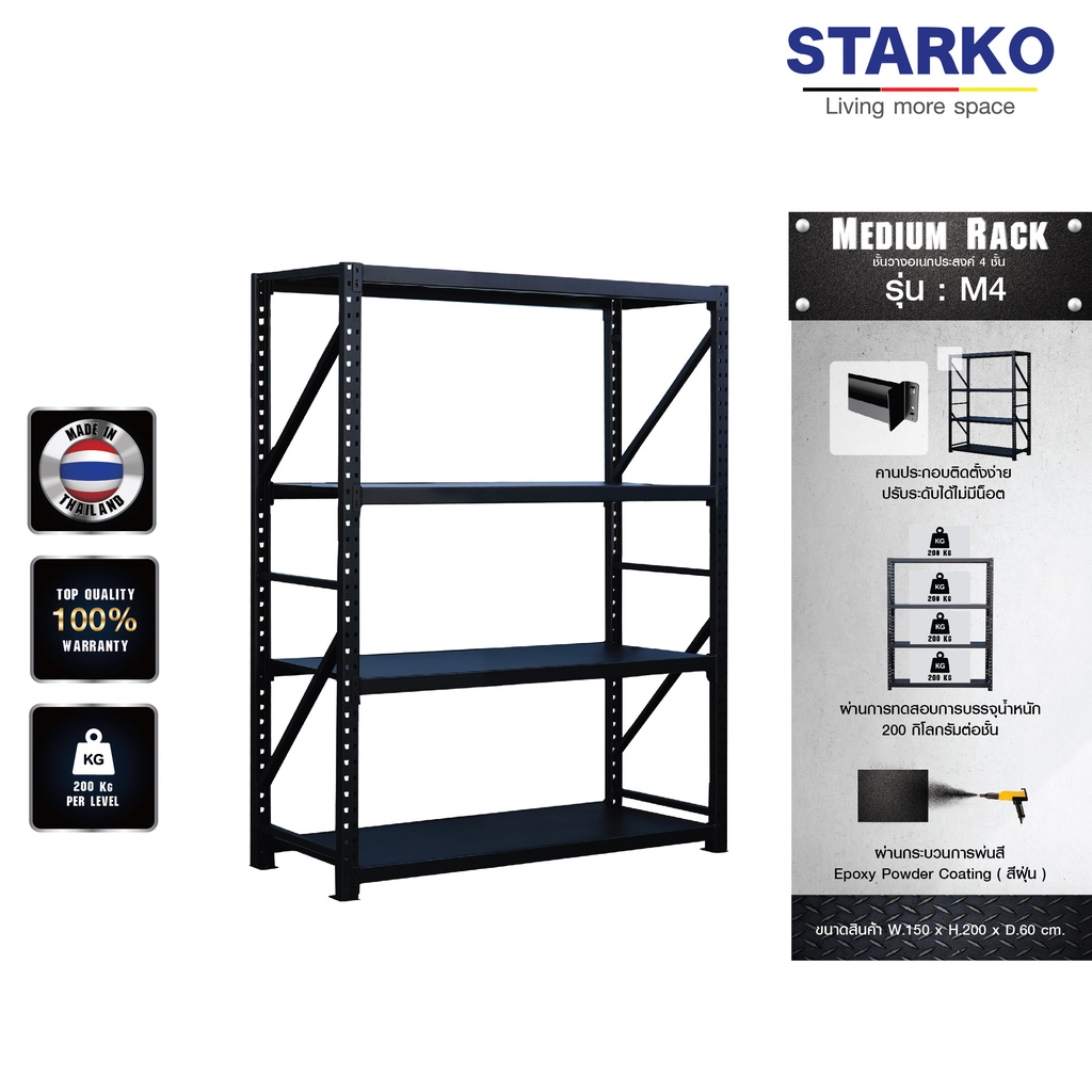 ชั้นวางของ STARKO Medium Rack รุ่น M4 ชั้นเหล็ก ประกอบง่าย ไม่ต้องง้อ ...