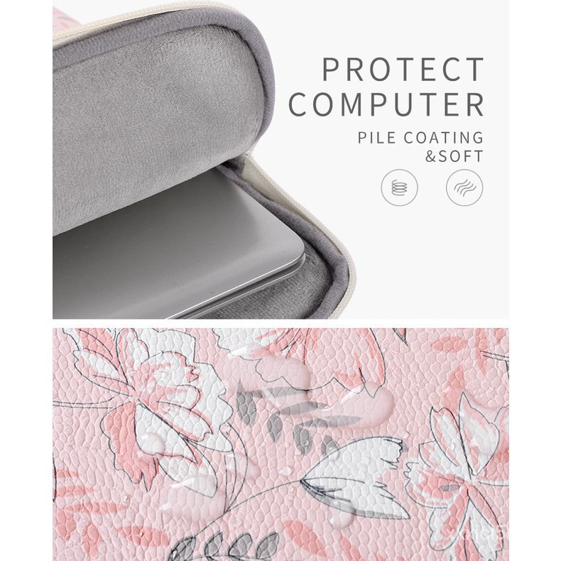 ♟﹍CanvasArtisan Portable Pink Floral Pattern Laptop Bag Waterproof ...