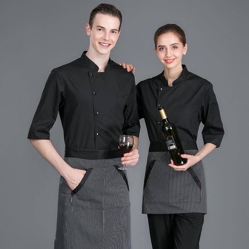 Chefs Clothes Half-Sleeved Men Women Western Restaurant Summer Catering ...