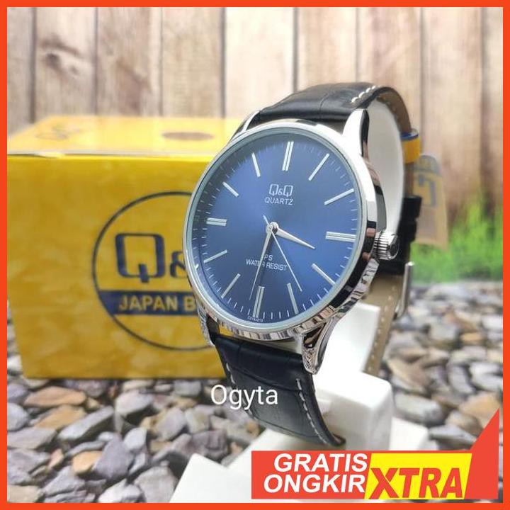 Q Q Qnq Qq นาฬิกาข้อมืออะนาล็อกสายหนังสีดําสําหรับผู้ชาย C214J312Y - w22aq8g4tq.th - ThaiPick