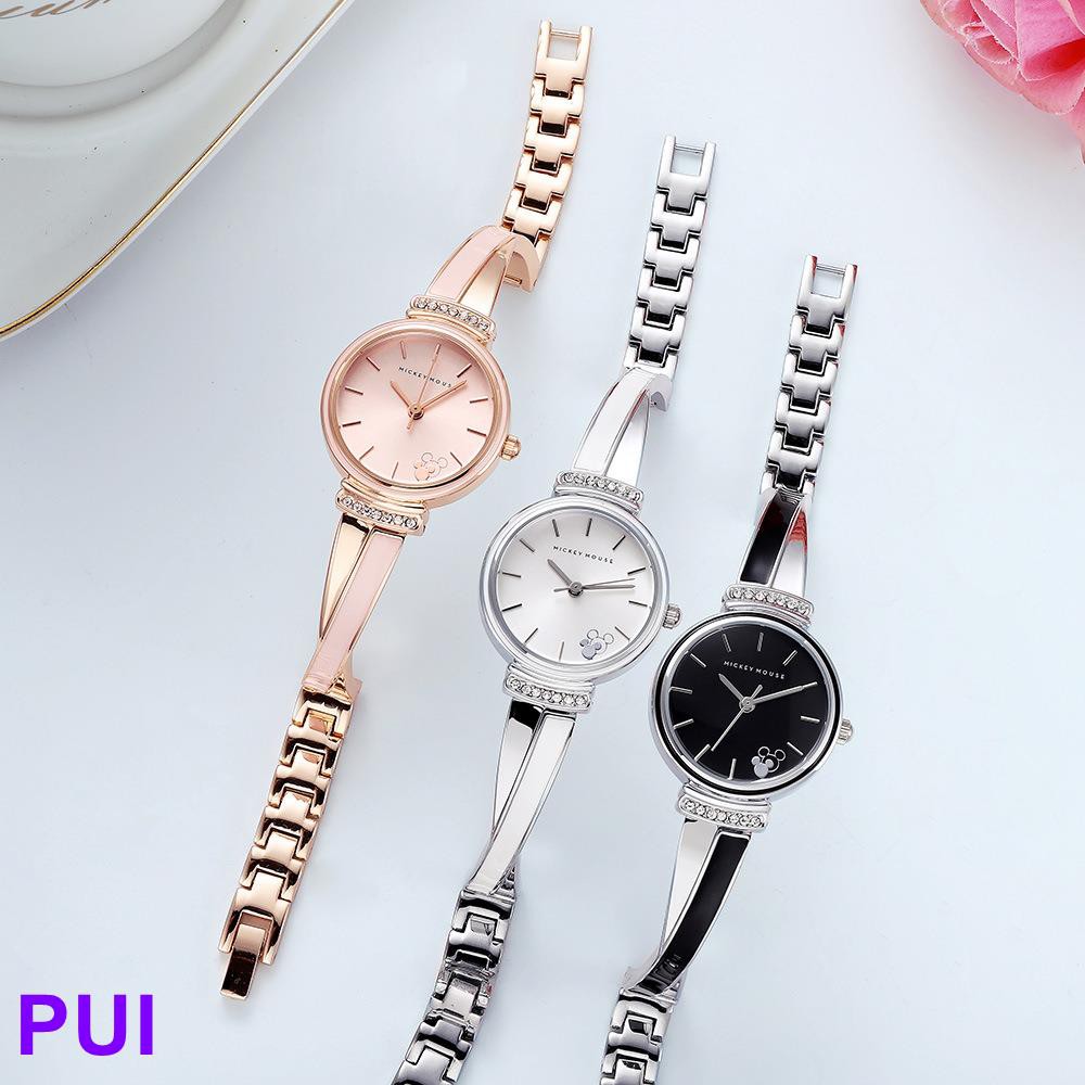 นาฬิกาข้อมือแฟชั่นสําหรับสตรีสายสร้อยข้อมือติดประดับเพชรลาย Mickey 2 ...