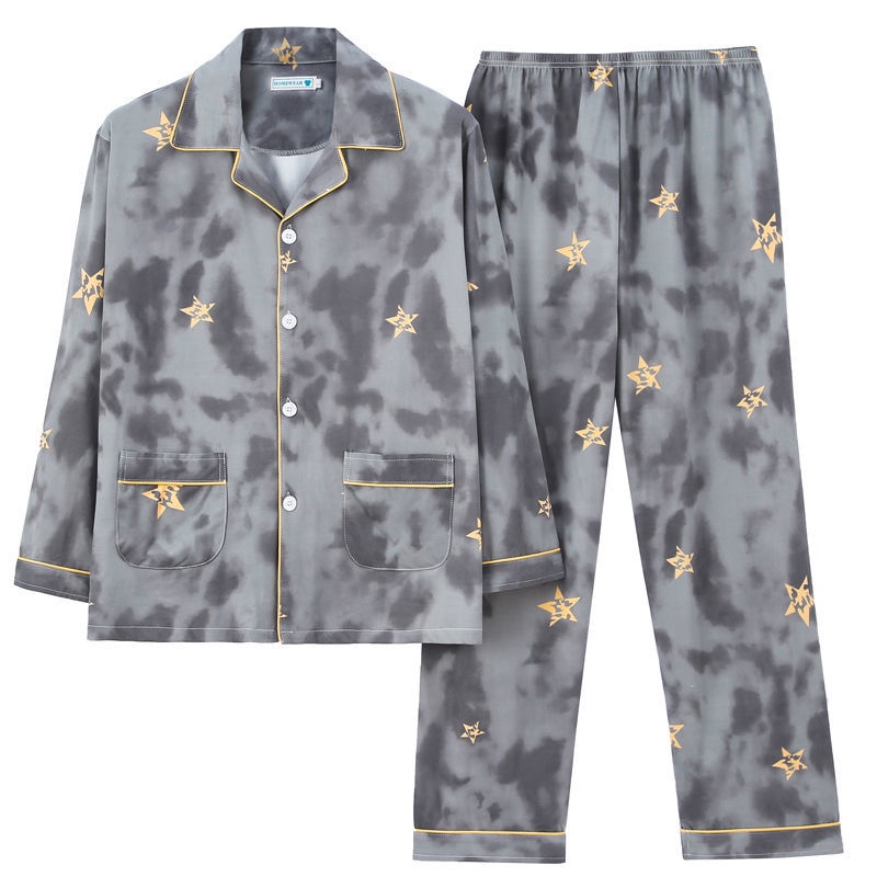 Mens Pajamas Spring And Autumn Style Pajamas Mens Cotton Long Sleeved
