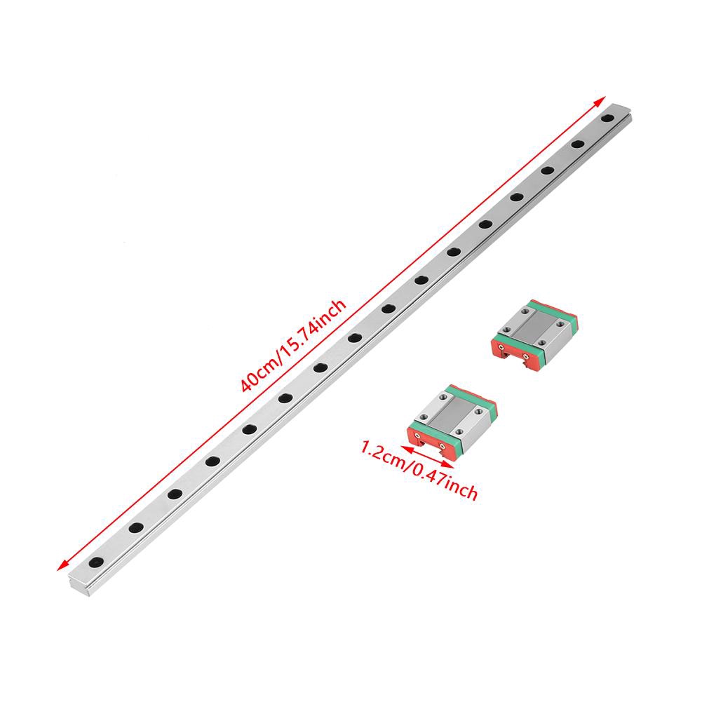 [READY] 1pc 400mm MGN12 Miniature Linear Rail Guide Rail 12mm Width + 2pcs MGN12B Slide Blocks ...