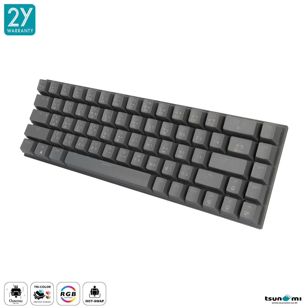 คีย์บอร์ดเกมมิ่ง Tsunami Outemu MK-68 Pro Hotswappable Type-C Macro ...