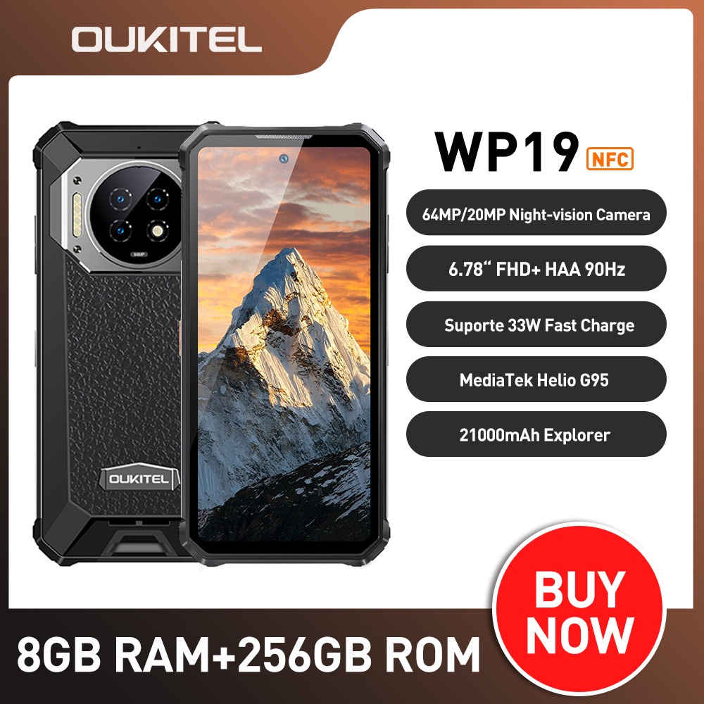 Oukitel WP19 Rugged Night Vision Smartphone Cell Phone Mobile Phone 21000 mAh 8 GB 256 GB 64M ...