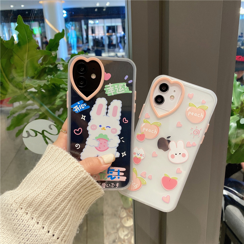 for iPhone 12 Pro Max Peach bunny Soft shell Anti-fall 12mini 7plus xr ...