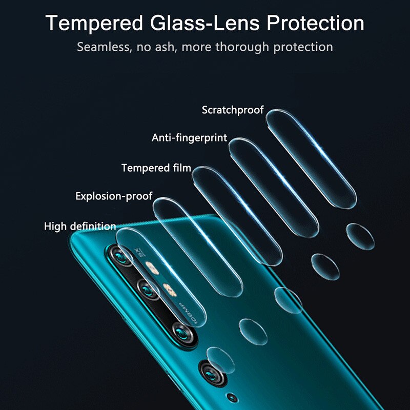 2 in 1 Tempered Glass On For Xiaomi Mi Note 10 Lite Camera Lens glass ...