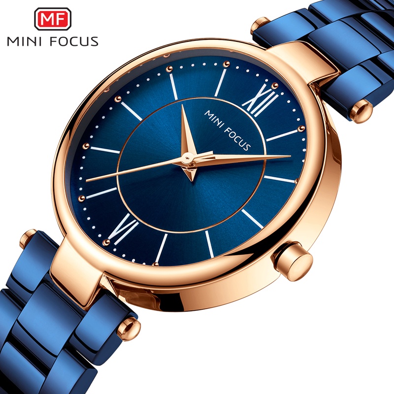 MINI FOCUS Women Watches Waterproof Blue Stainless Steel Brand Luxury ...