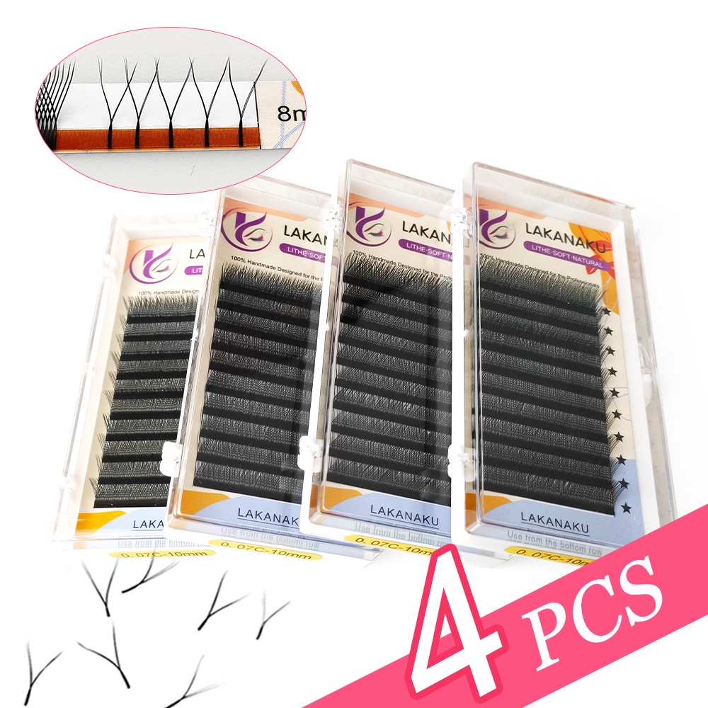 LAKANAKU YY Eyelashes Extensions Cilios Y False Mink Soft Individual ...