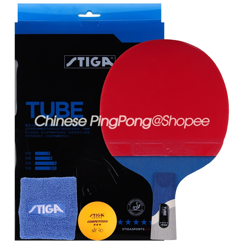 อุปกรณ์ปิงปองSTIGA TUBE 5Star Table Tennis Racket with Rubber Stiga 5 ...
