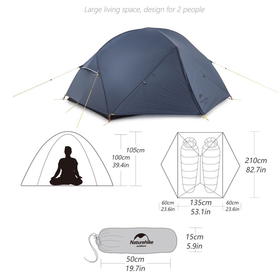 Naturehike Mongar 2 Adventure 15D Nylon 1.6kg Tent (รับประกันของแท้ ...