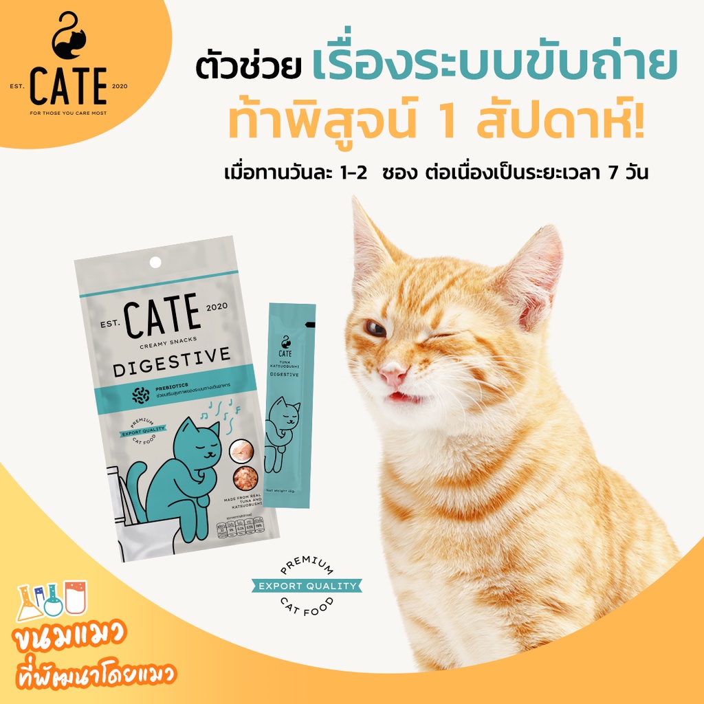 CATE เคท ขนมแมวเลียบำรุงสุขภาพคละสูตร Prebiotics Vitamin E and Lysine ...