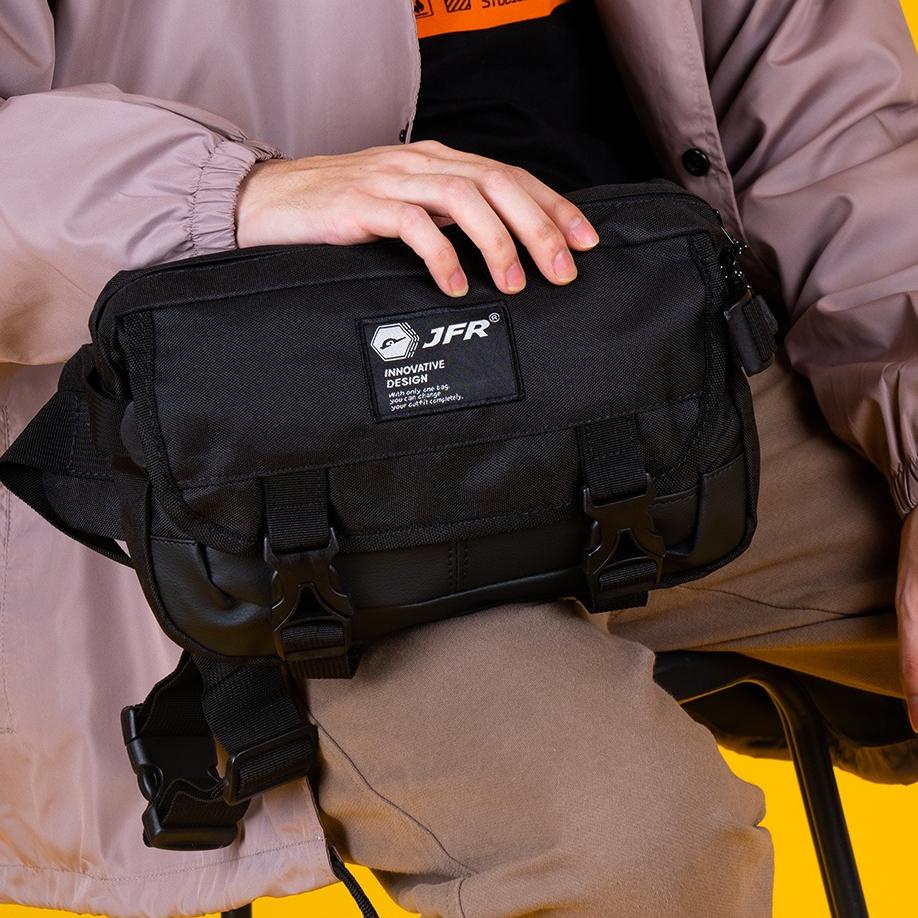 ใหม่ล่าสุด LQ8HH JFR กระเป๋าสะพายไหล่ ผ้าโพลีเอสเตอร์ สีดํา สําหรับผู้ชาย JT11 W81 ...