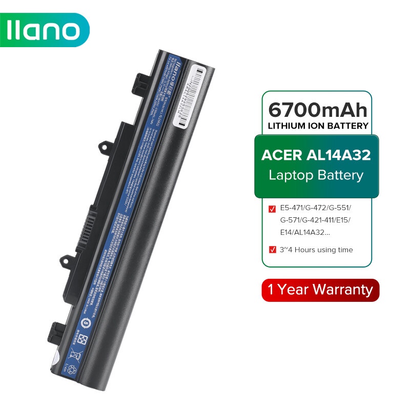 llano Acer AL14A32 Laptop Battery 6700mAh 6-Cell Battery for ACER E5 ...