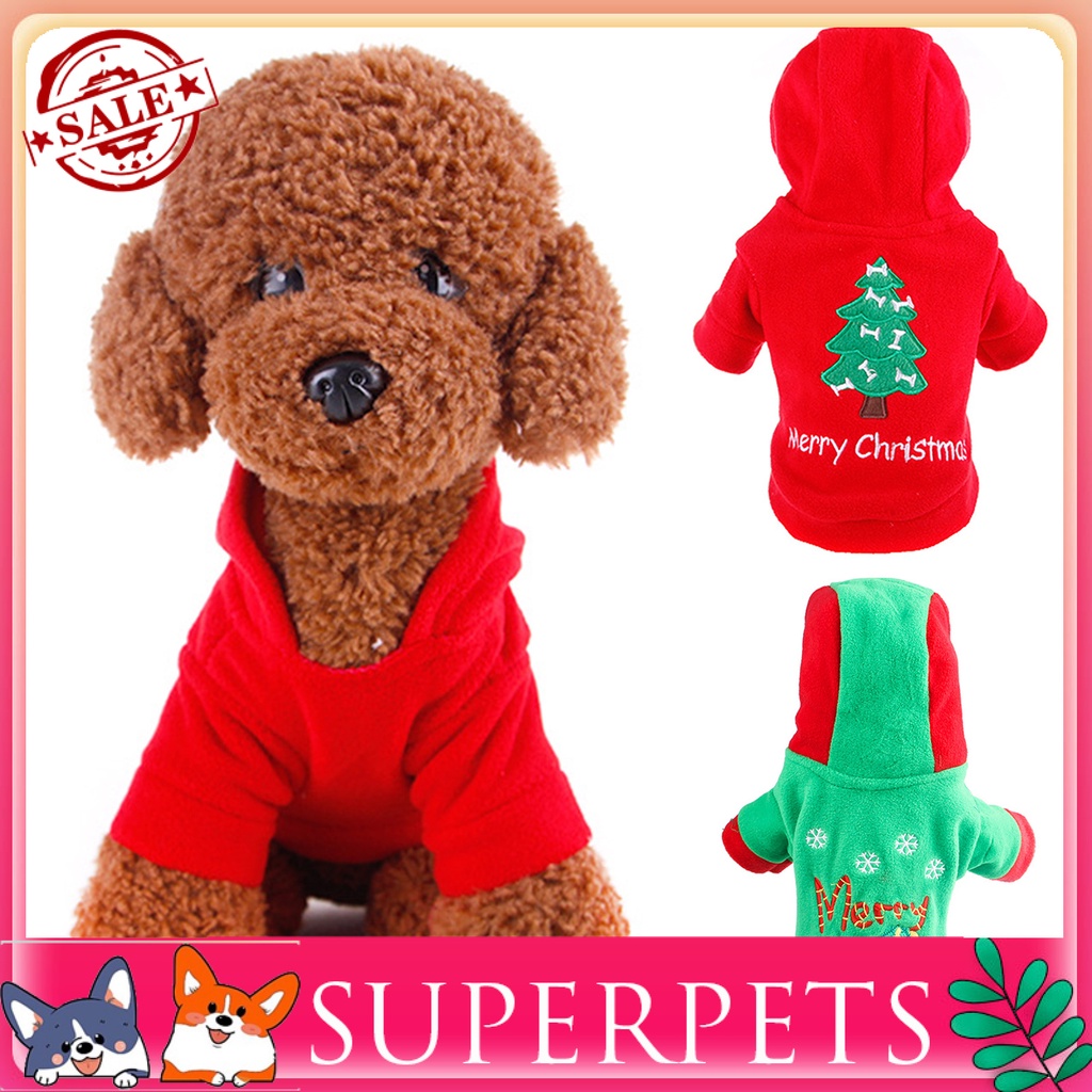 superpets Puppy Christmas Patterns Hooded Sweatshirt Two-legged Cat Dog ...