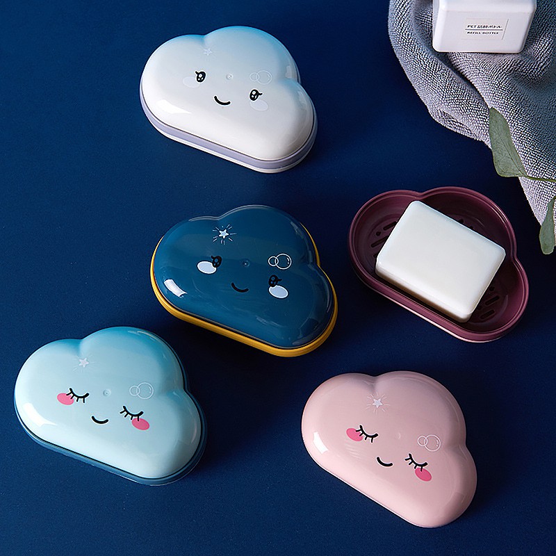 HN-Soap Box Cartoon Cloud Shape Bathroom Drain Soap Holder Soap Case ...