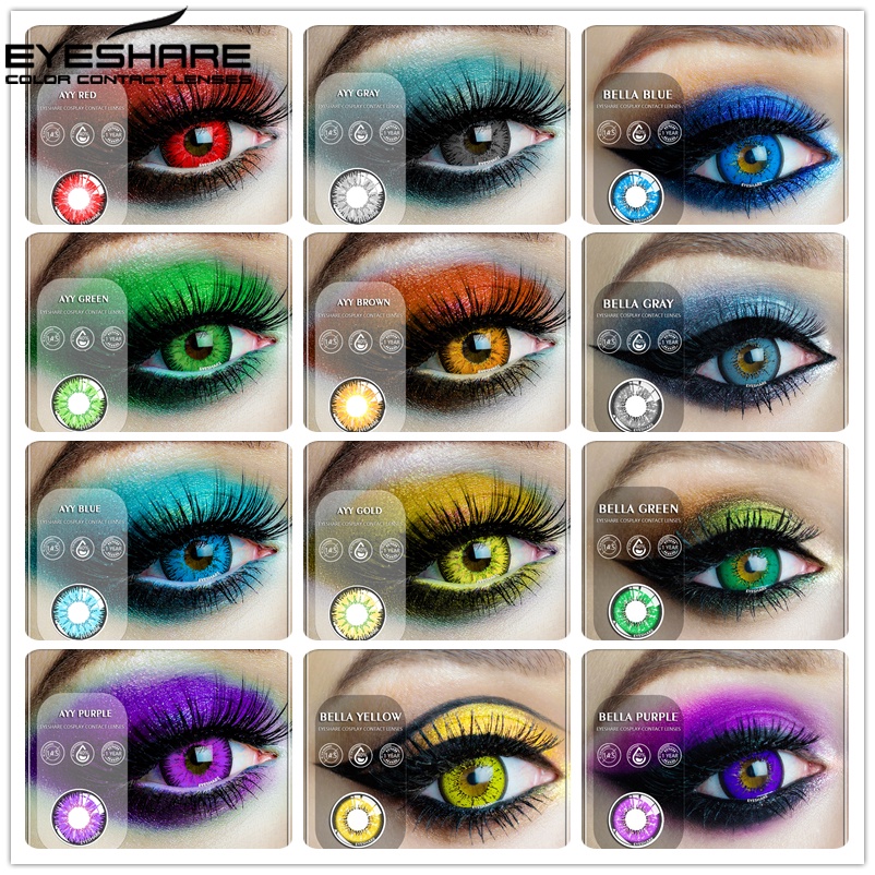 EYESHARE Colorful Contact Lenses for Eyes AYY Series 1 Pair 12 Colors ...